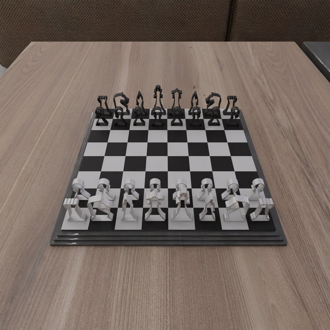 Chess Set Modern, 3D STL File for Chess Pieces, Chess Model, Digital ...