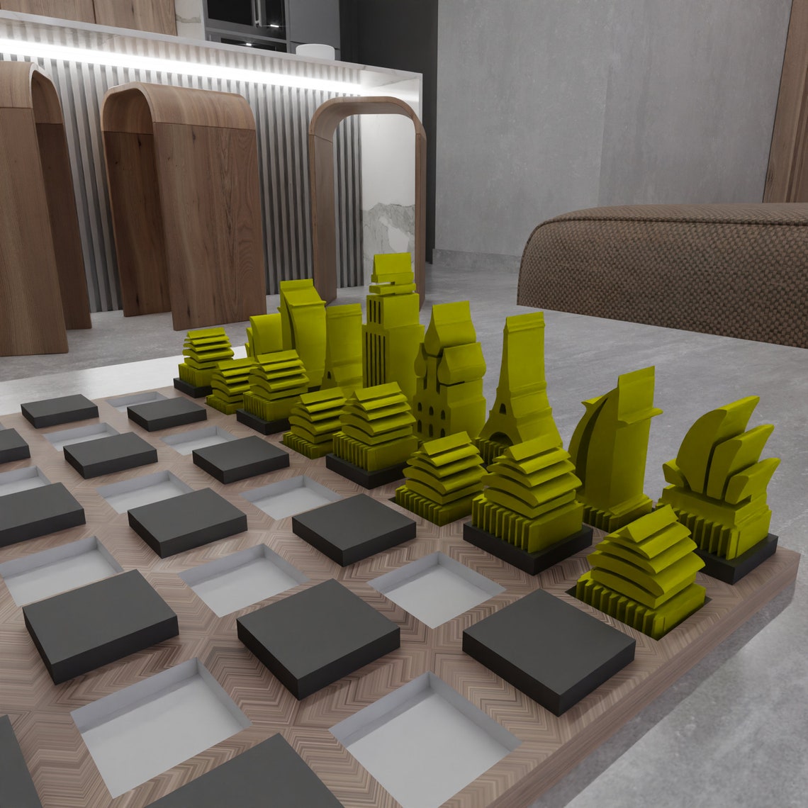 Chess Pieces and Board With 3D STL File, Chess Model, Digital Download ...