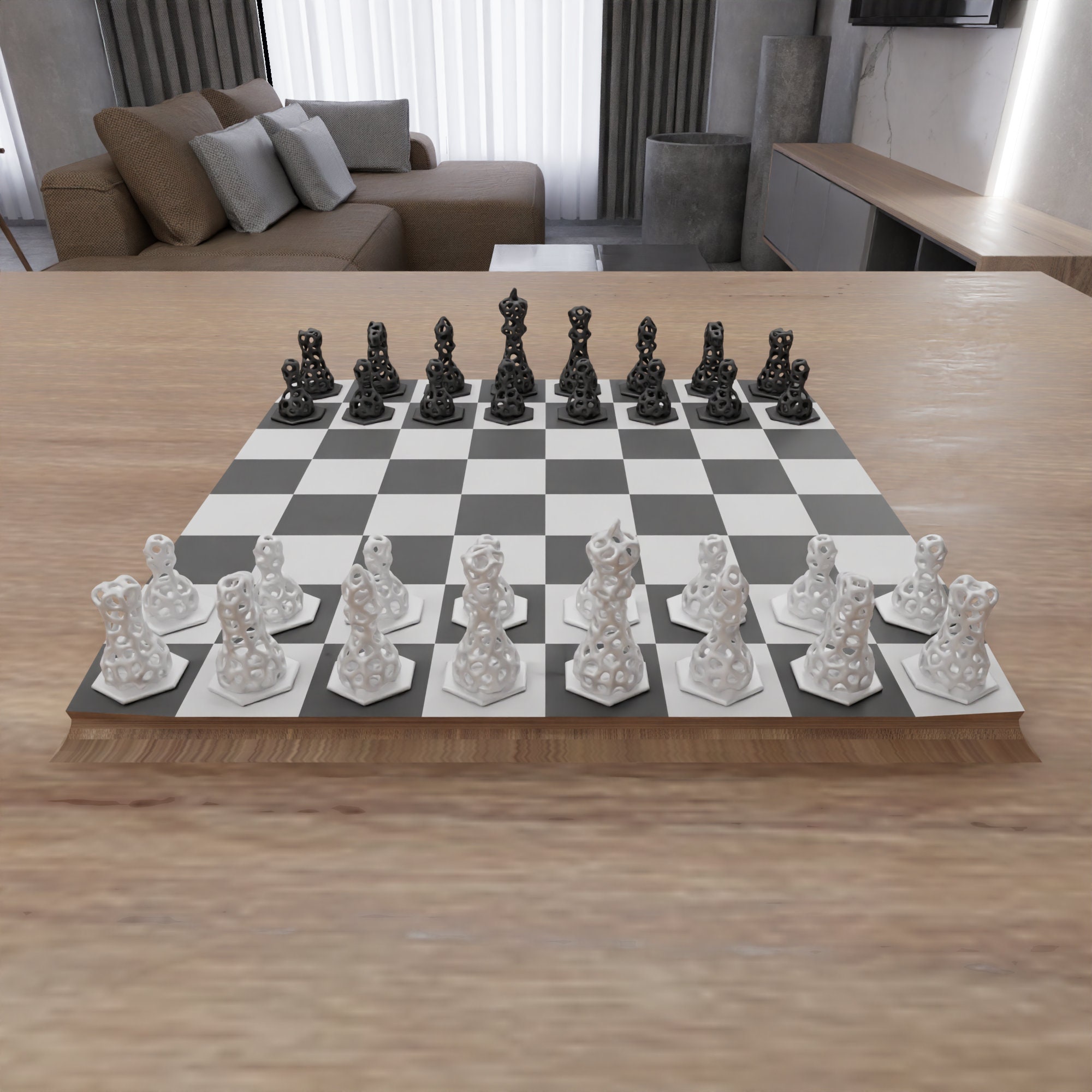 Chess Set Modern, 3D STL File for Chess Pieces, Chess Model, Digital ...