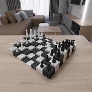 Chess Set Modern, 3D STL File for Chess Pieces, Chess Model, Digital ...