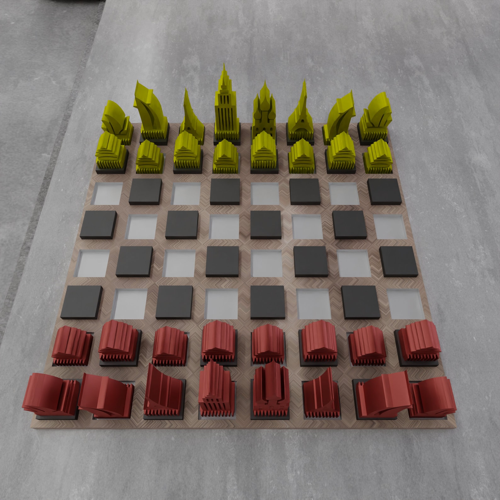 Chess Pieces and Board With 3D STL File, Chess Model, Digital Download ...