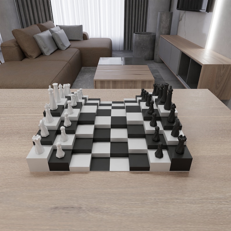 Chess Set Modern, 3D STL File for Chess Pieces, Chess Model, Digital ...