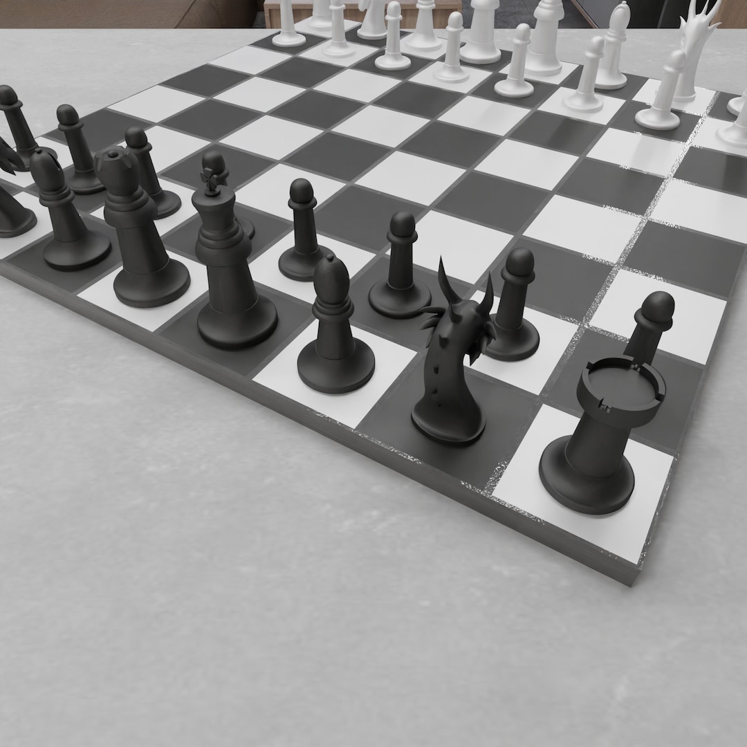 Chess Set Modern, 3D STL File for Chess Pieces, Chess Model, Digital ...