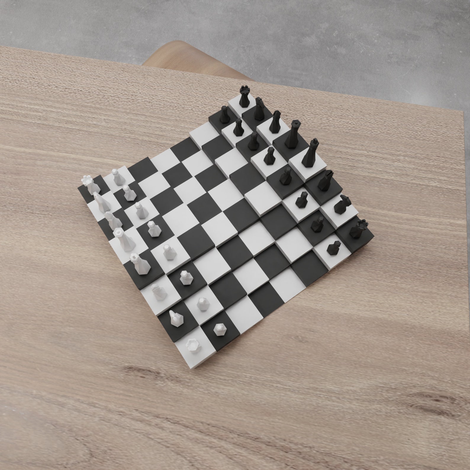 Chess Set Modern, 3D STL File for Chess Pieces, Chess Model, Digital ...