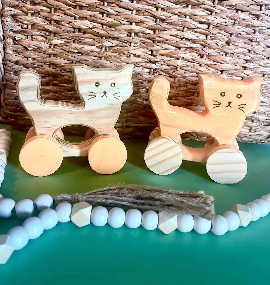 Wooden Toy Cat, Montessori, Sensory Toys for Toddlers, Baby Birthday ...