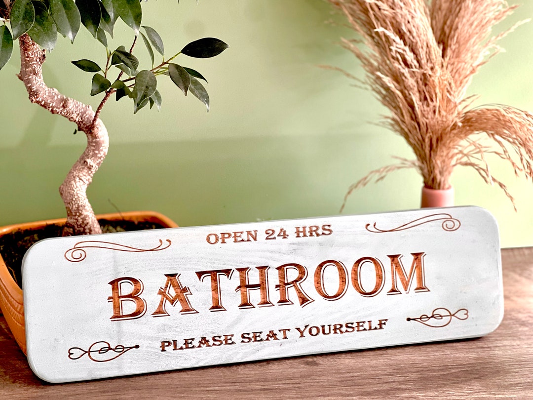 Handmade Wooden Bathroom Sign - Etsy