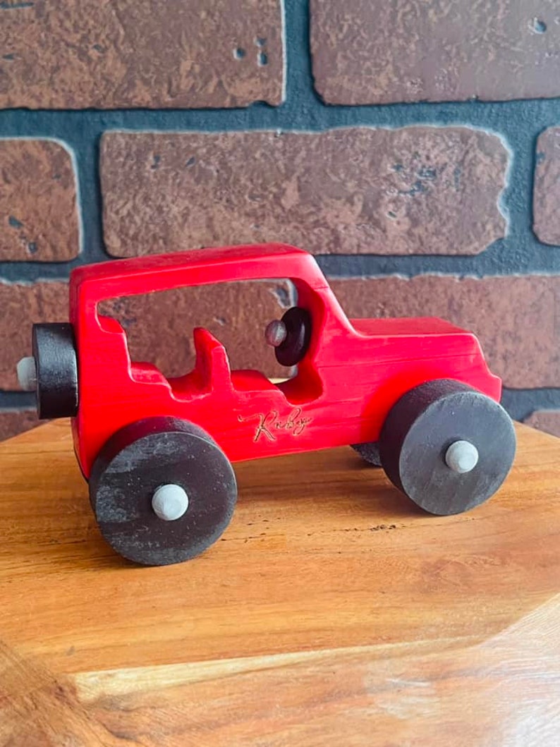 Wooden Toy Jeep, Montessori, Sensory Toys for Toddlers, Baby Birthday ...