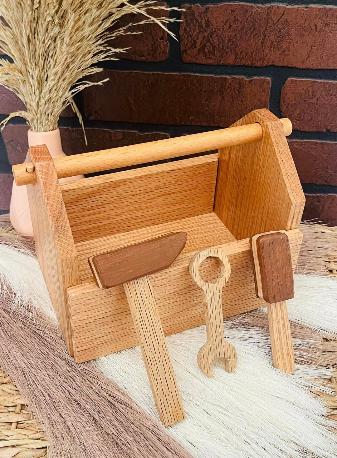 Birthday Gift Wooden Toy Tool Kit, Personalized Tool Set, Toddler ...