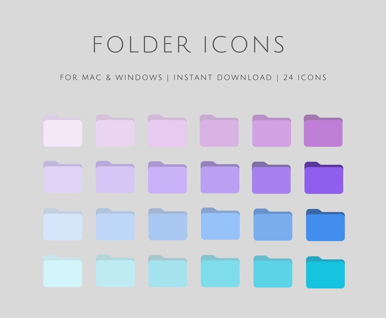 24 Desktop Folder Icons Purple Teal Blue Lavender Mac & - Etsy