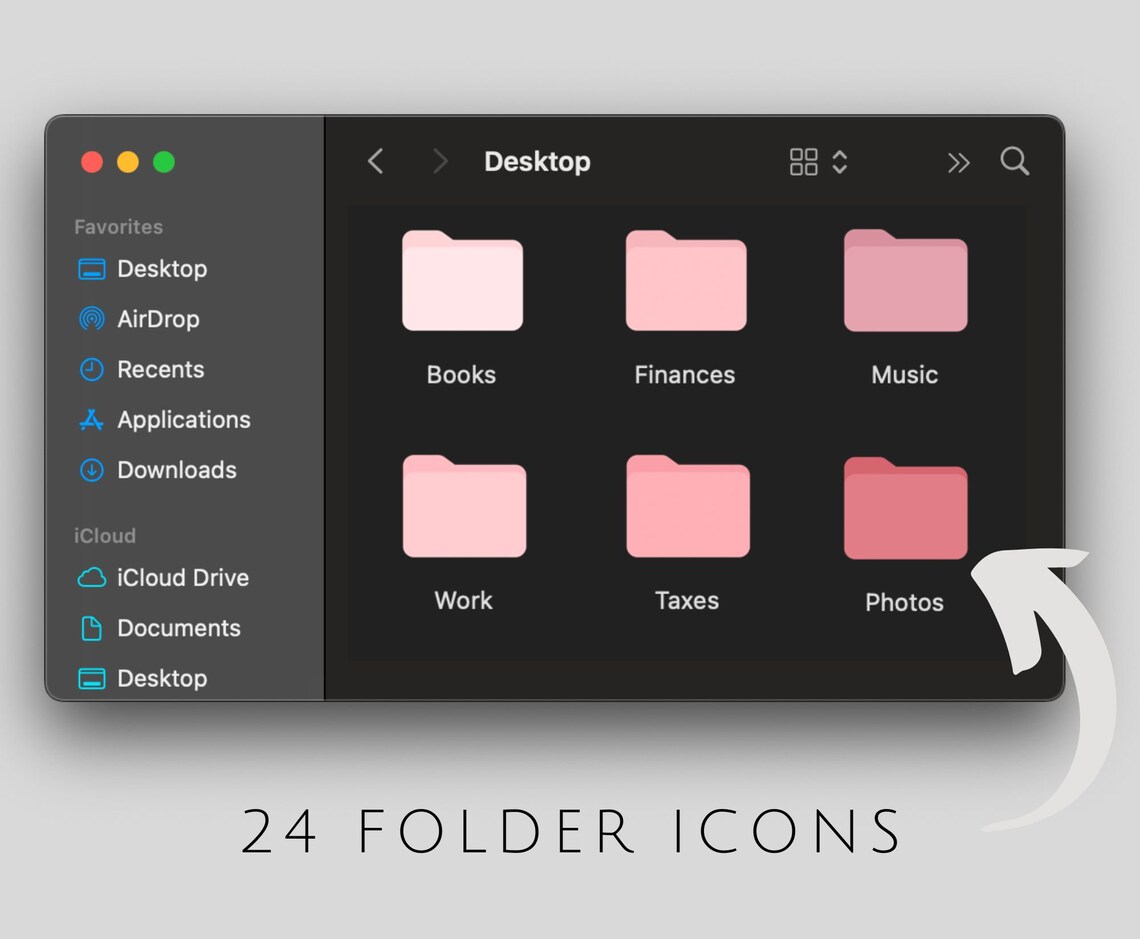 Pink Desktop Folder Icons: Minimal Mac & Windows (digital Download) - Etsy