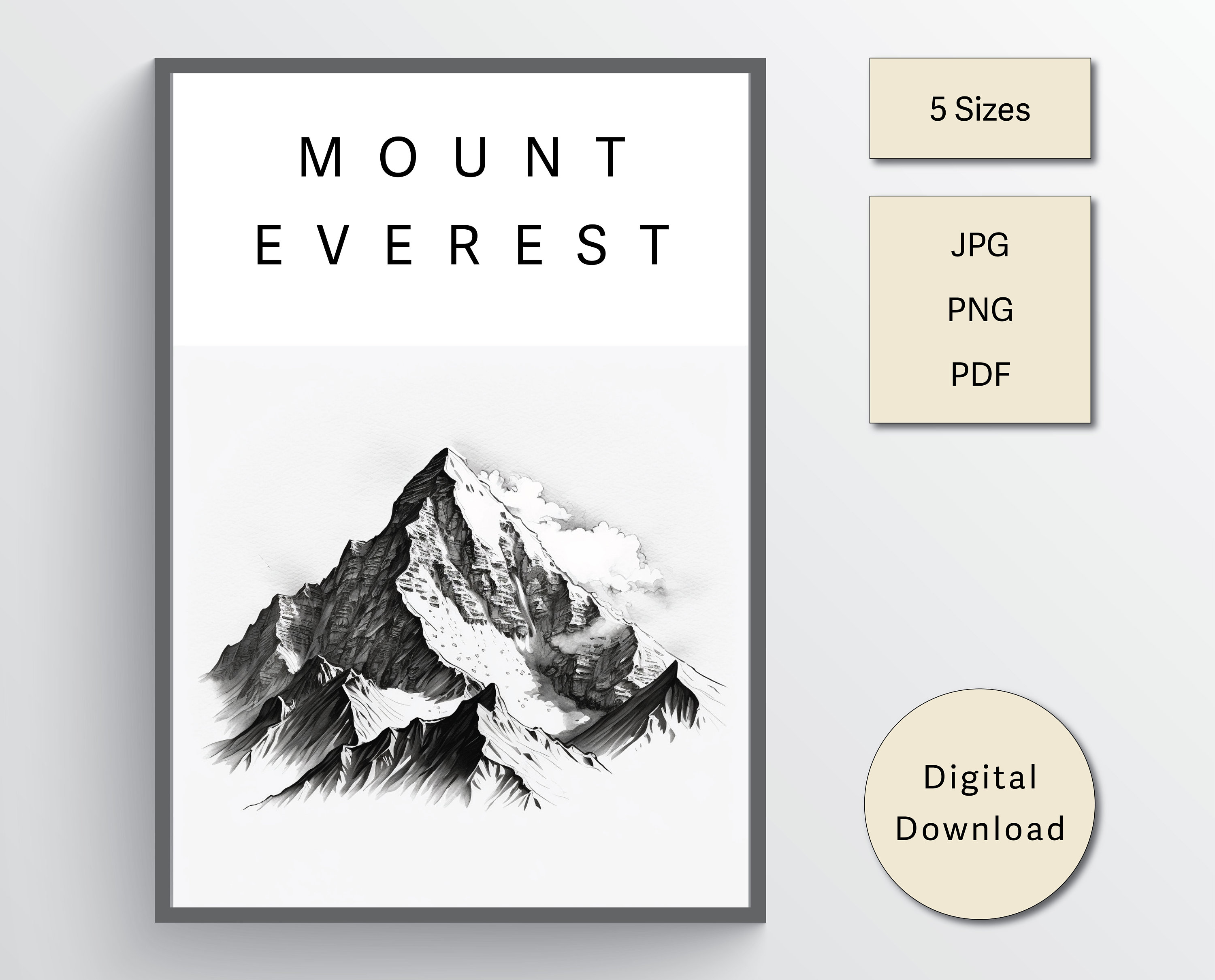 Mount Everest | Mt Everest | Himalaya Wall Decor | Mount Everest Print ...