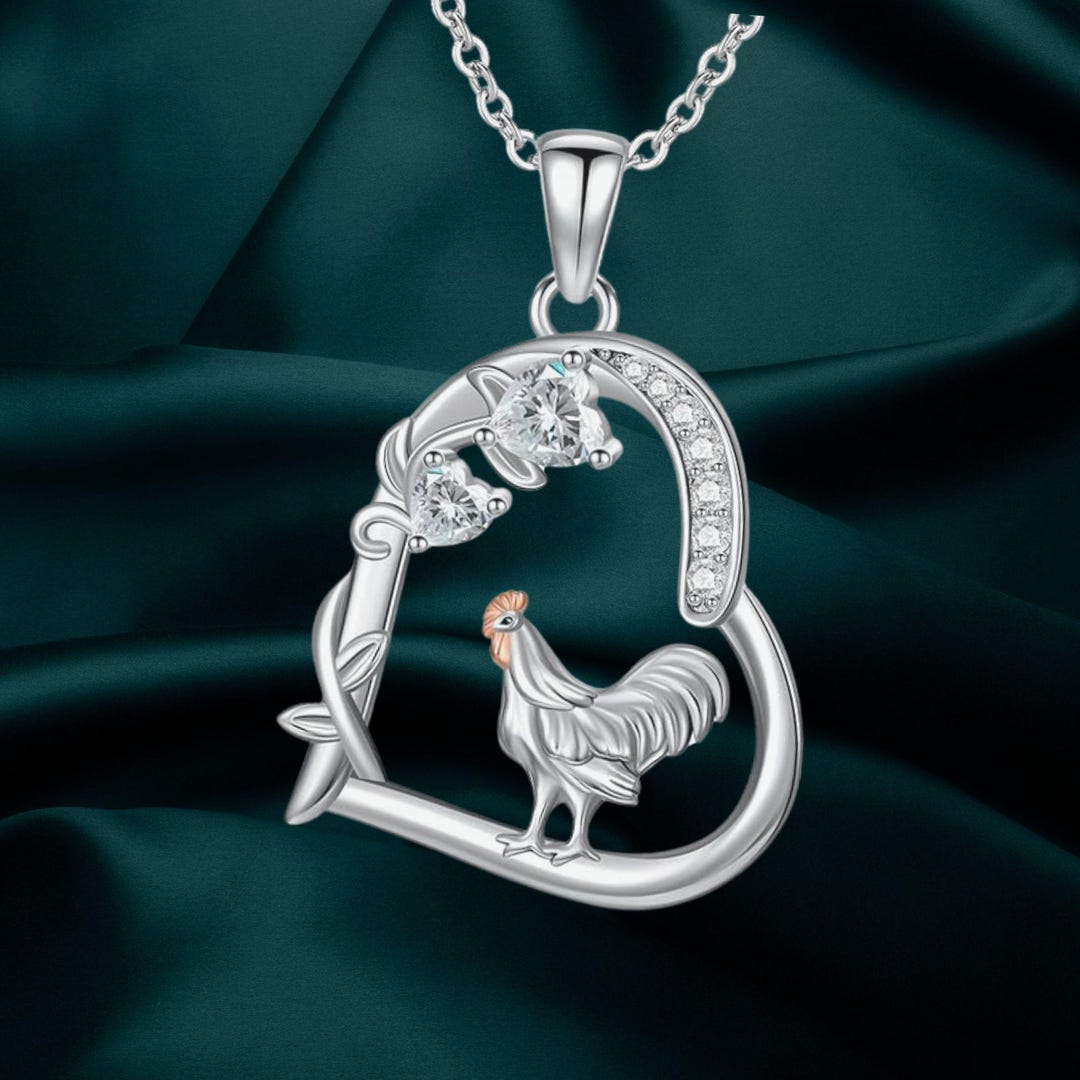 Chicken Necklace Sterling Silver Jewelry for Women Necklace Heart ...