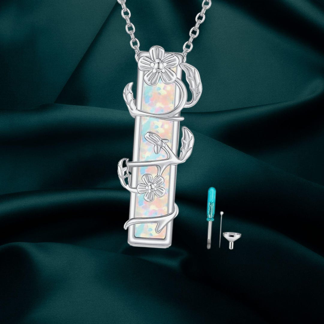 Opal Bar Urn Necklace Cardinal Urn Flower Memorial Jewelry - Etsy