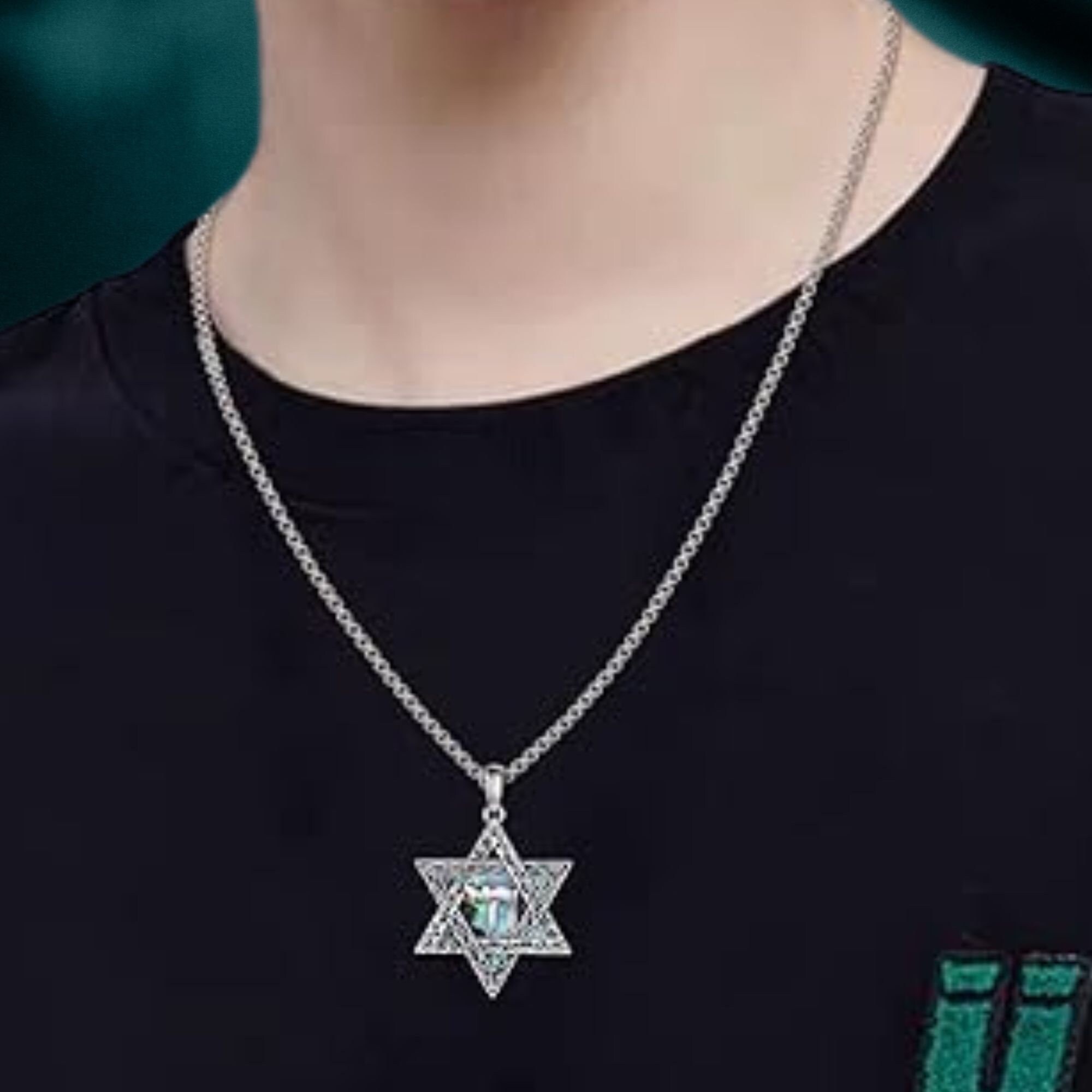 Star of David Necklace Sterling Silver Cross Tree of Life Abalone Shell ...