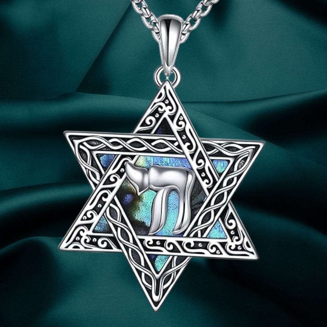 Star of David Necklace Sterling Silver Cross Tree of Life Abalone Shell ...
