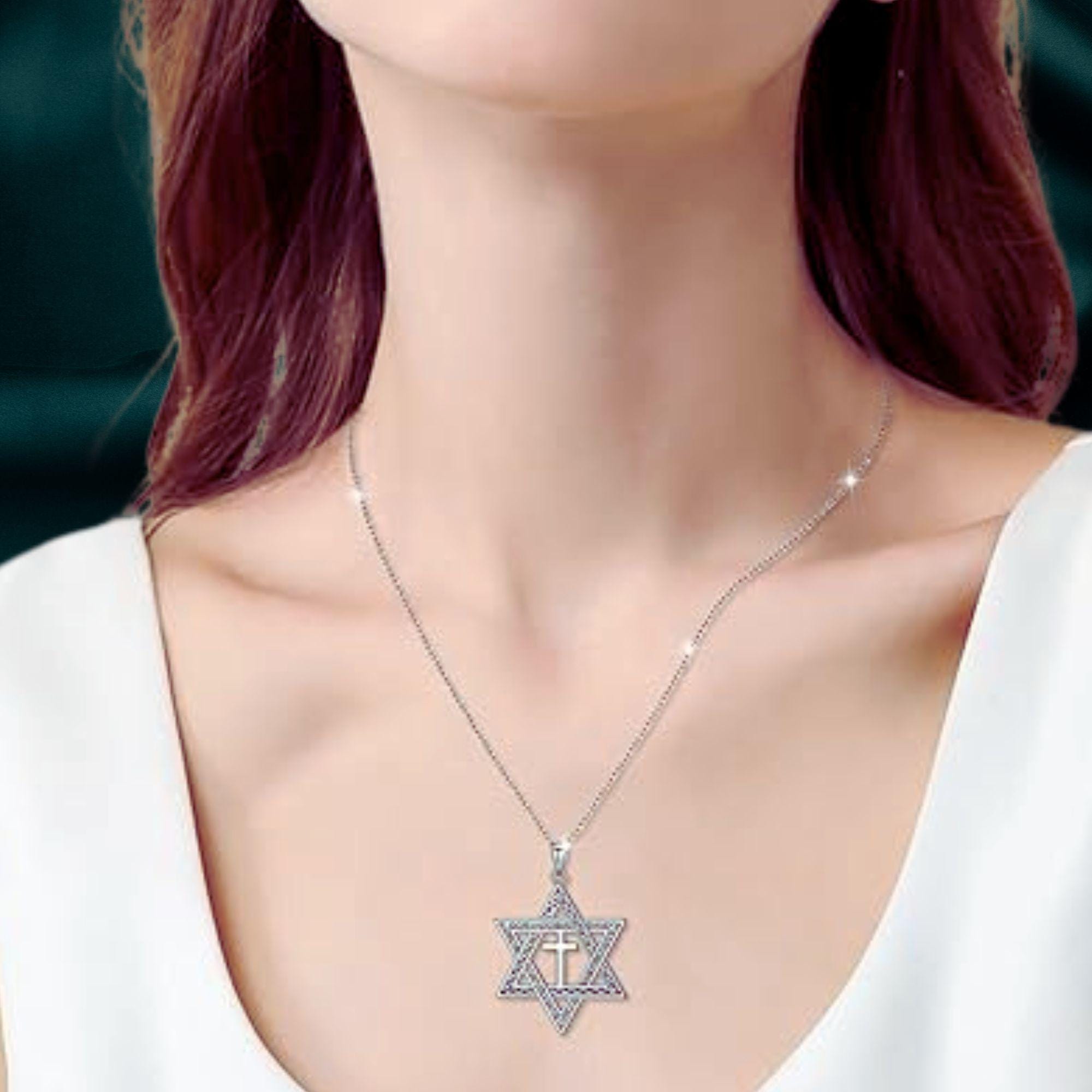 Messianic Star of David Cross Pendant Necklace - Etsy
