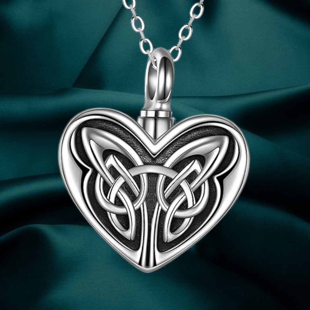 Celtic Knot Urn Necklace for Ashes 925 Sterling Silver Heart Pendant ...