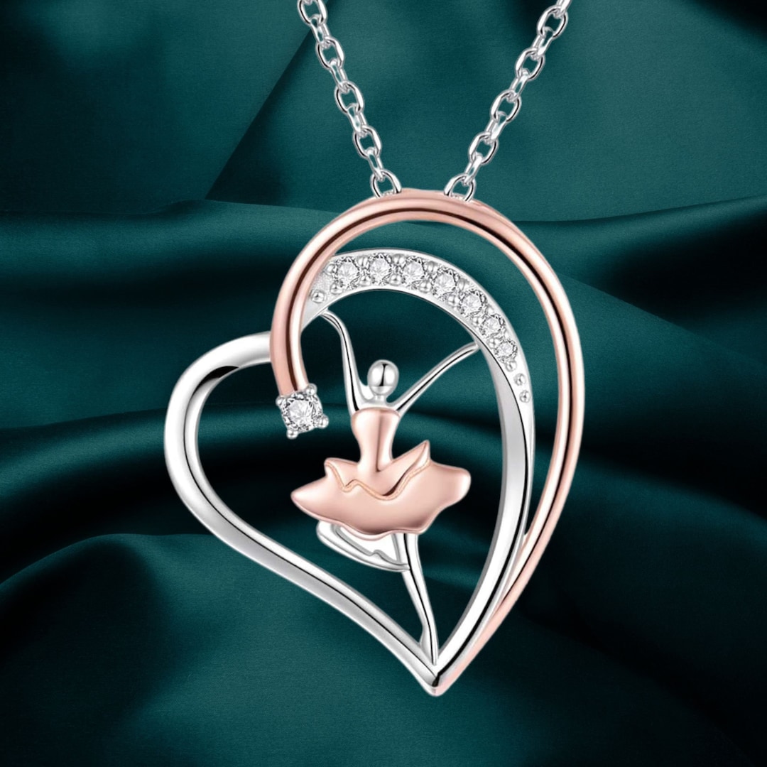 Ballet Dancer Necklace for Women Heart Dancing 925 Sterling Silver ...