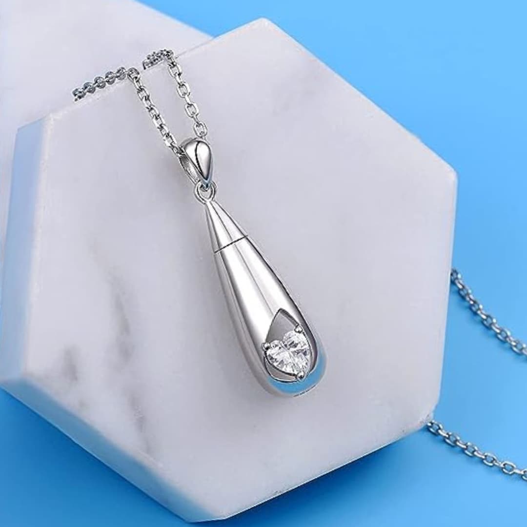 Teardrop Urn Necklace for Ashes 925 Sterling Silver Teardrop Memorial ...