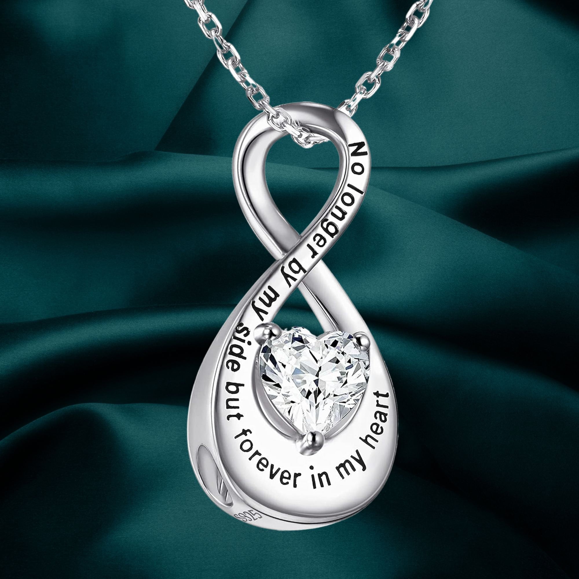 Infinity Urn Necklace Cremation Jewelry Urn Necklace for Ashes - Sterling Silver Teardrop Heart ...