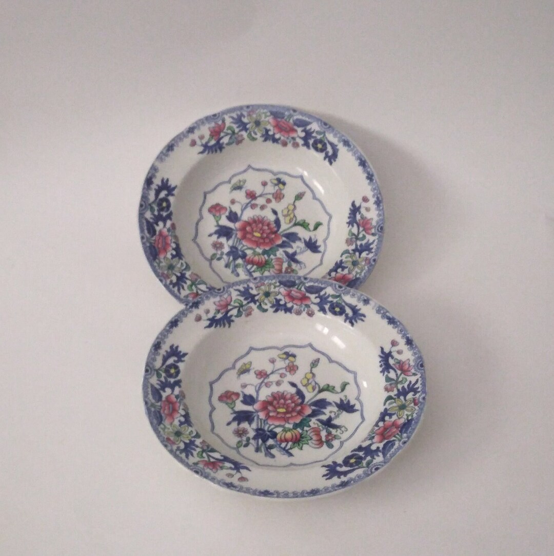 Vintage Spode Copeland Dish Plate Blue and Pink Floral - Etsy