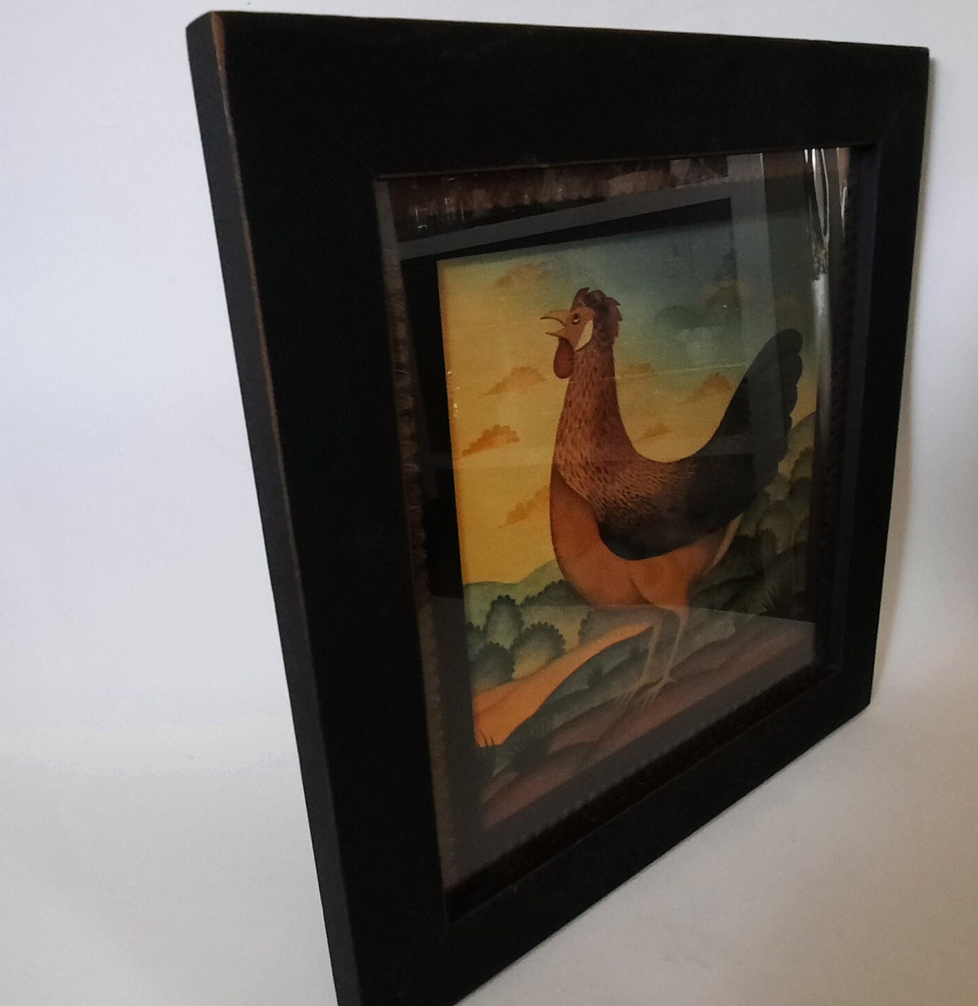 Diane Ulmer Pedersen Black Wood Frame Hen Chicken - Etsy