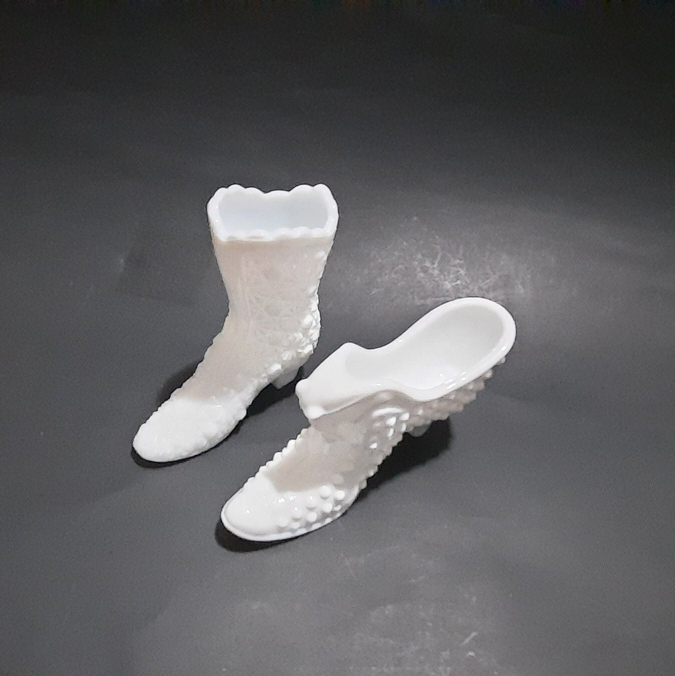 Vintage Fenton White Milk Glass Daisy Button Boot and Hobnail - Etsy