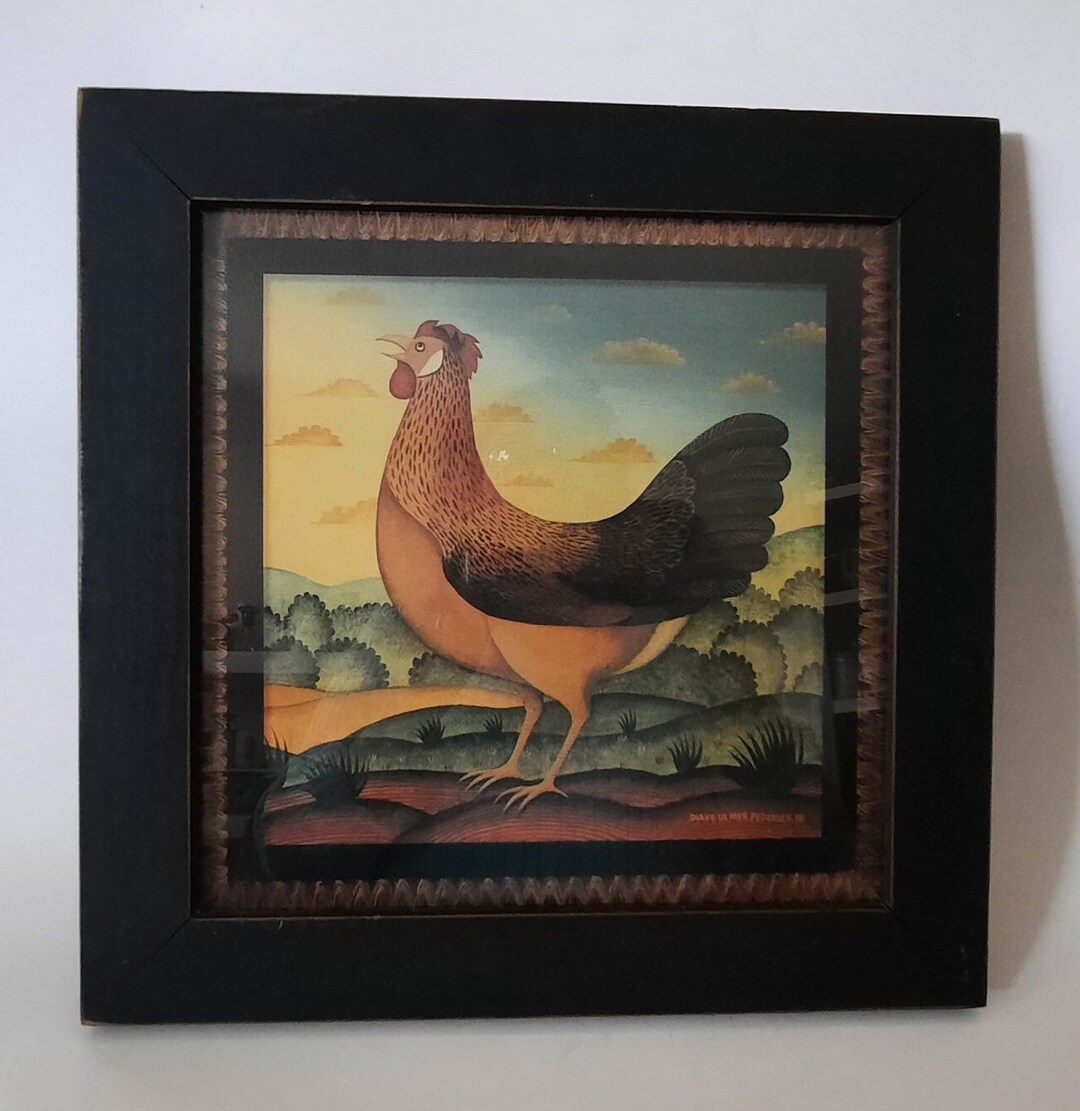 Diane Ulmer Pedersen Black Wood Frame Hen Chicken - Etsy