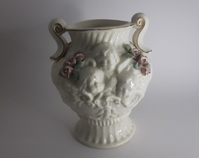 Vintage Ceramic Ivory Cherubs Angels Vase - Etsy