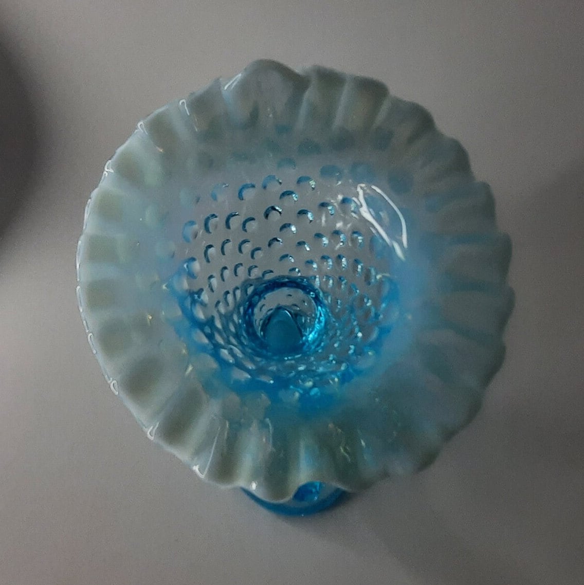 Vintage Fenton Blue Opalescent Glass Hobnail Cornucopia Vases - Etsy