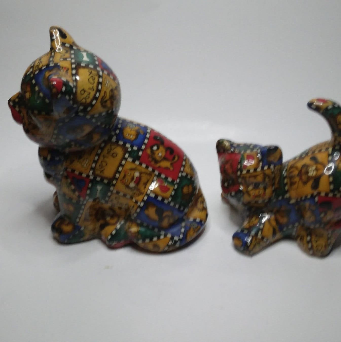 Sweet Dog and Cat Figurines Designed in Multicolor Patchwork - Etsy