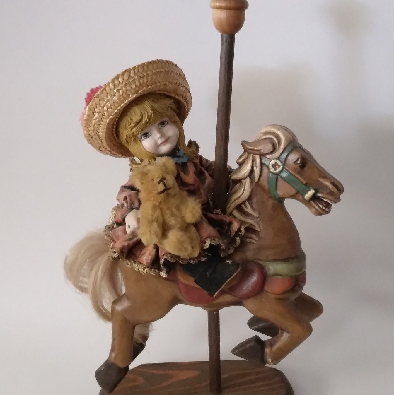 An Original of Sunny Smith Horse Figure With Girl Riding and Holding a ...