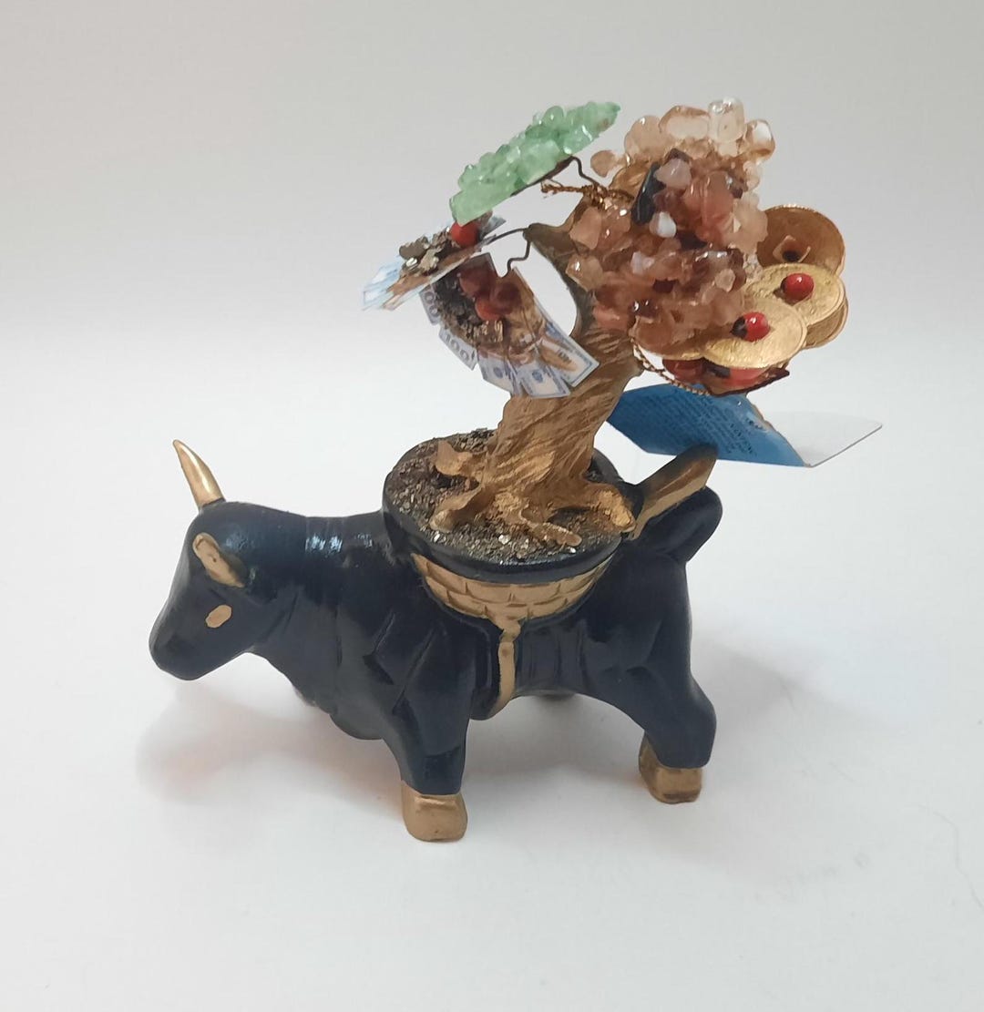 Black Bull With Bonsai Money Tree - Etsy
