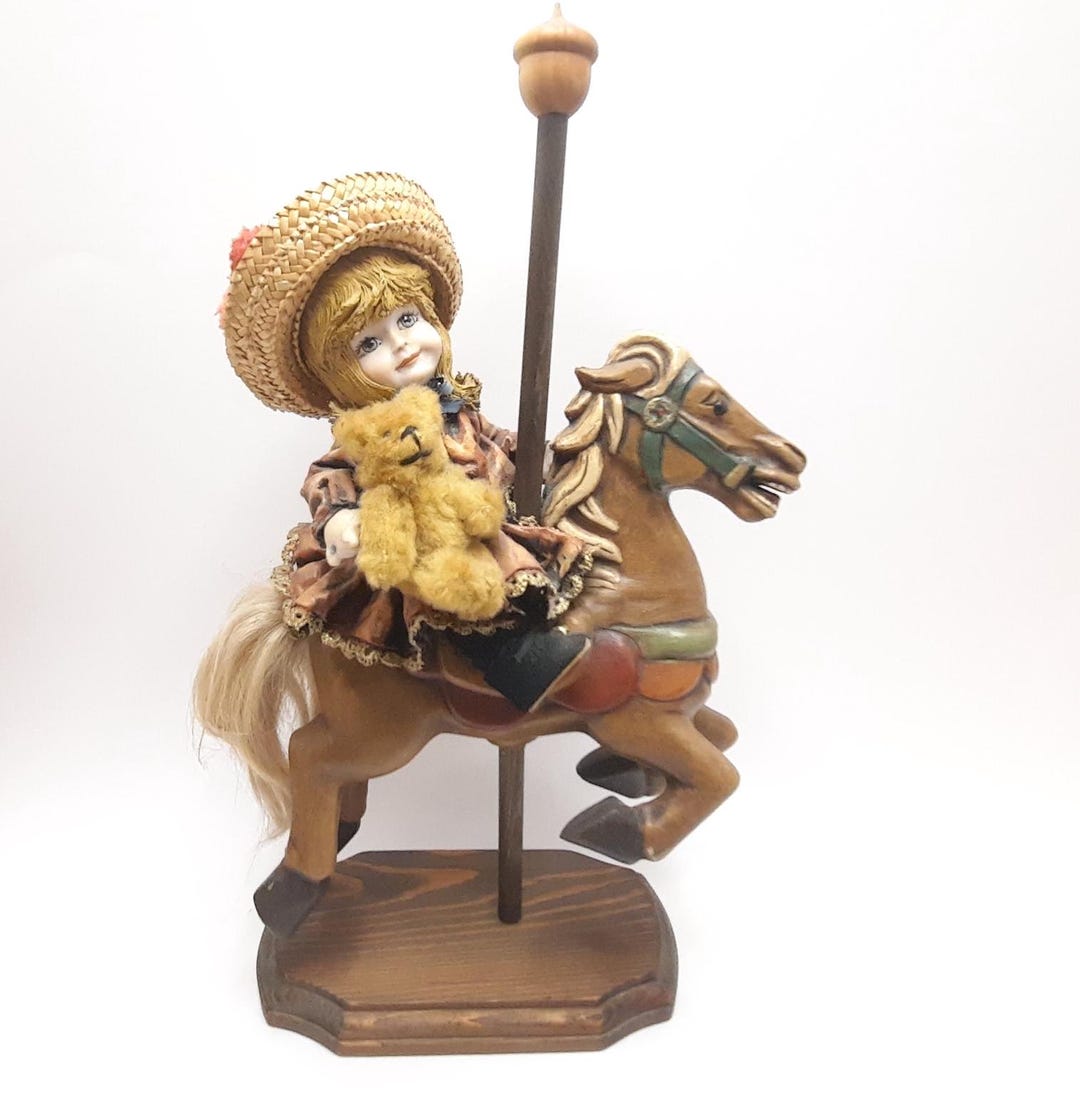 An Original of Sunny Smith Horse Figure With Girl Riding and Holding a ...