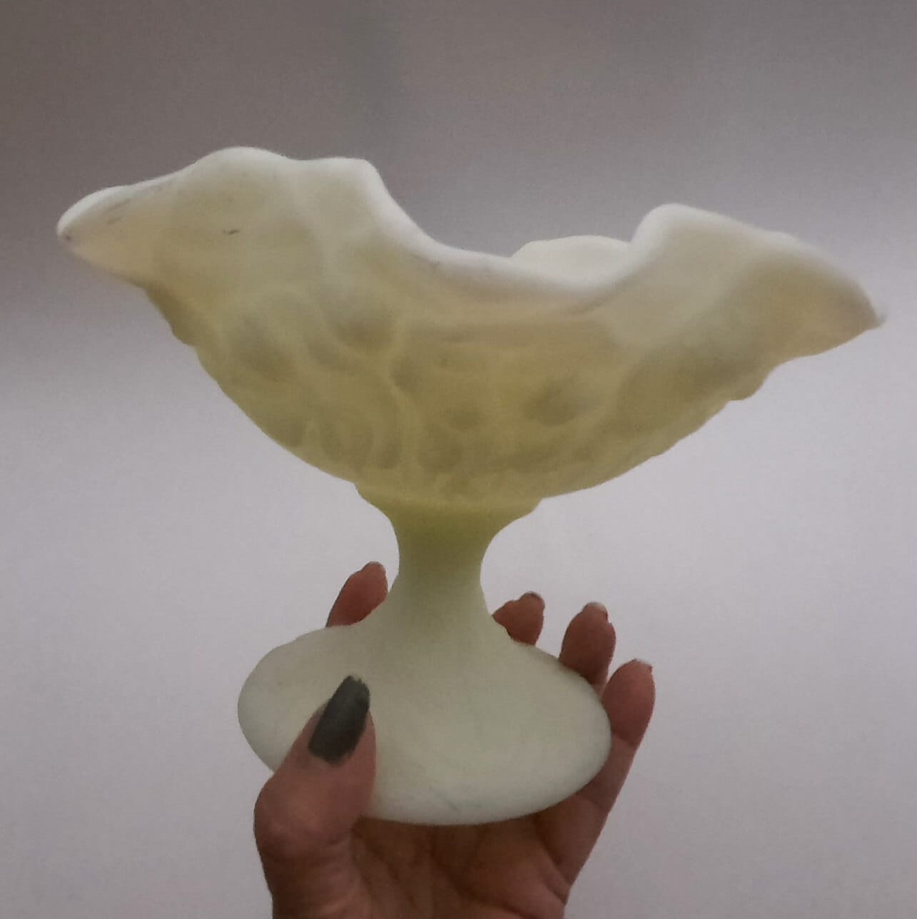 Authentic Fenton Handmade Uranium Glass Ruffled Custard Compote - Etsy