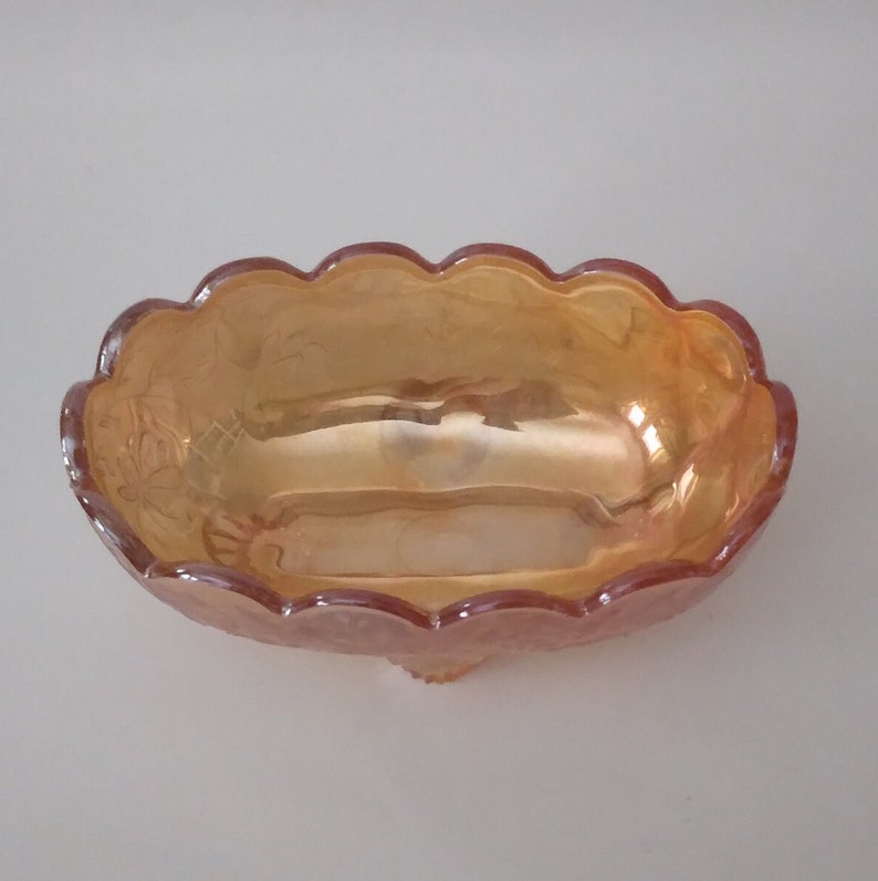 Vintage Carnival Glass Amber Candy Dish Bowl - Etsy
