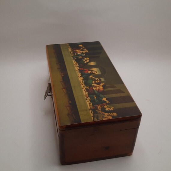 Vintage Wooden Cedar Box Last Supper Print - Gem