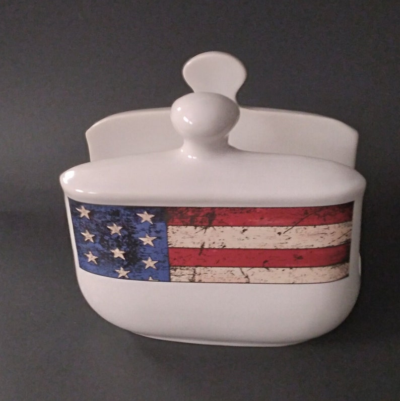 Vintage Colonial 1997 Warren Kimble Flag Napkin Holder - Etsy