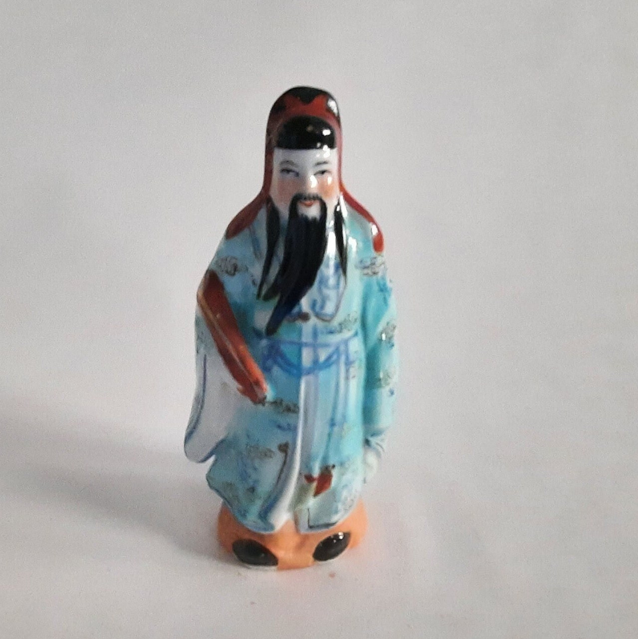 Vintage Chinese Wise Men Figurine Hand Painted Dressed in Blue - Etsy