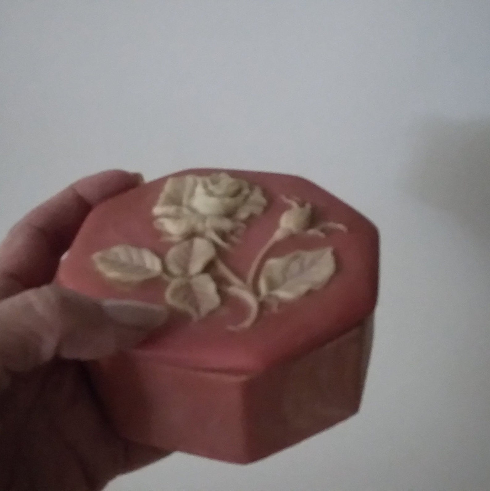 Incolay Pink Stone Raised White Rose Trinket Box - Etsy
