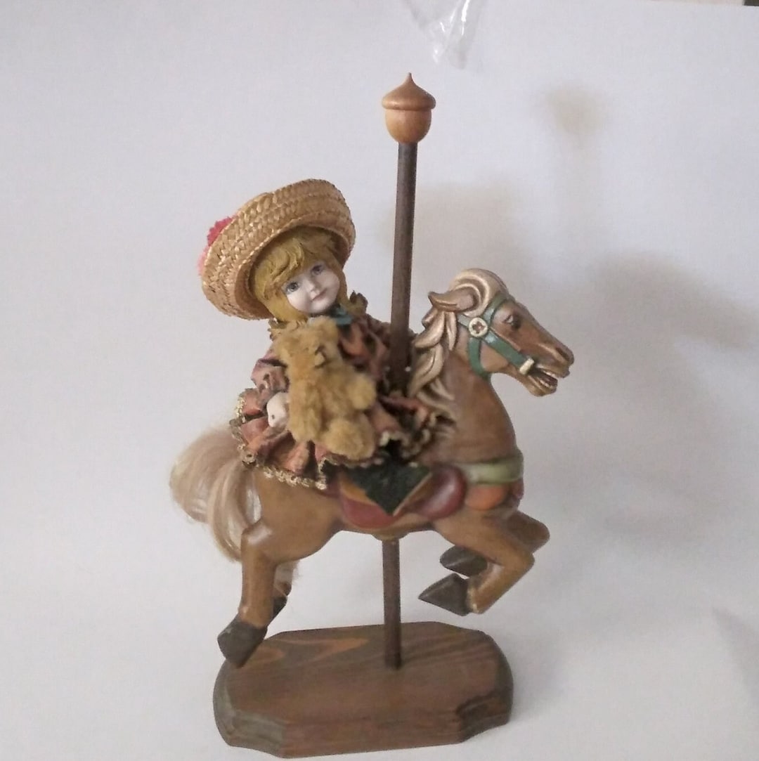 An Original of Sunny Smith Horse Figure With Girl Riding and Holding a ...