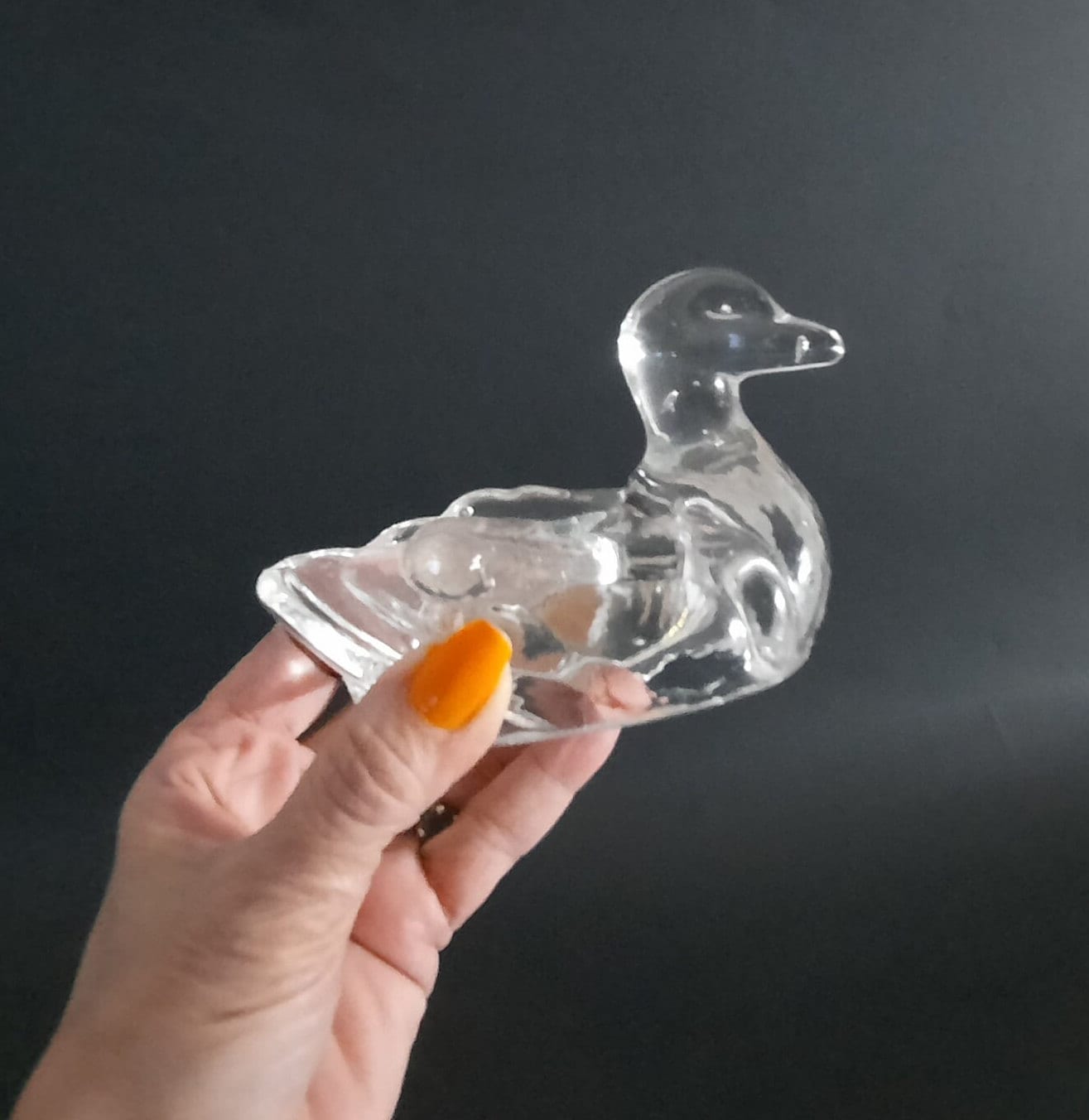 Vintage Clear Glass Duck Figurine Trinket Dish - Etsy