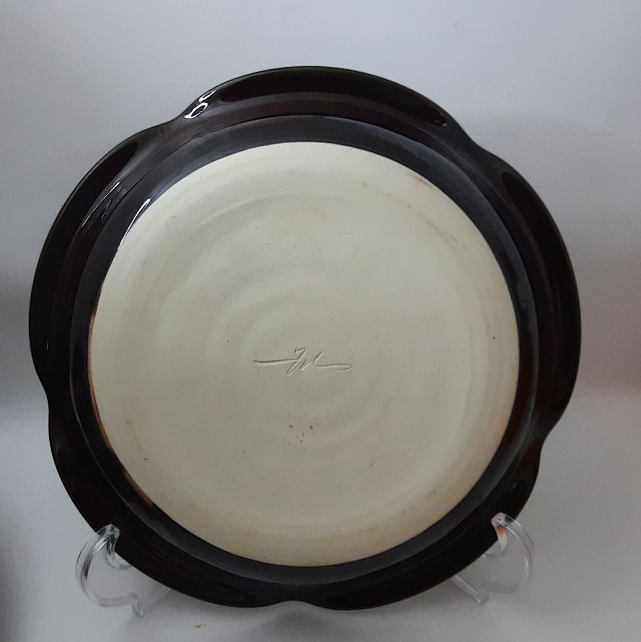 Vintage Brown Large Pottery Signed Serving Bowl Dish - Etsy