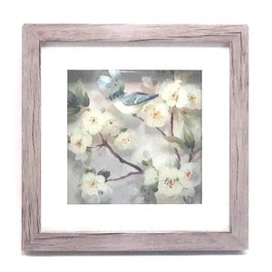 Wall Hanging Wooden Frame Decor Bird and White Flower - Etsy