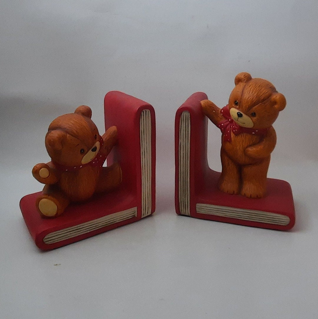 Vintage Teddy Bear Red Bookend ENESCO Lucy and Me 1986 - Etsy
