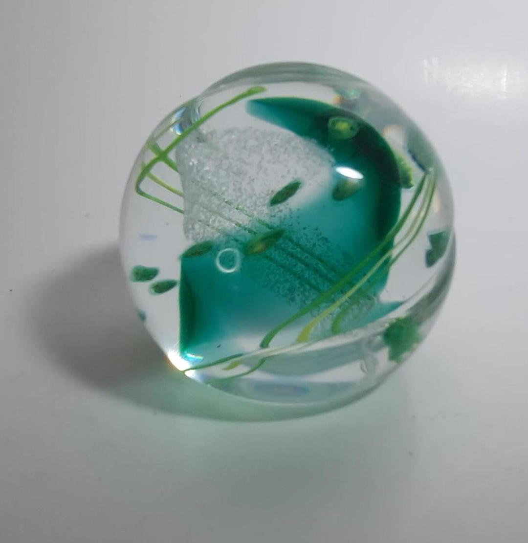 CAITHNESS Scotland Ring Festival Glass Paperweight Green and Clear ...