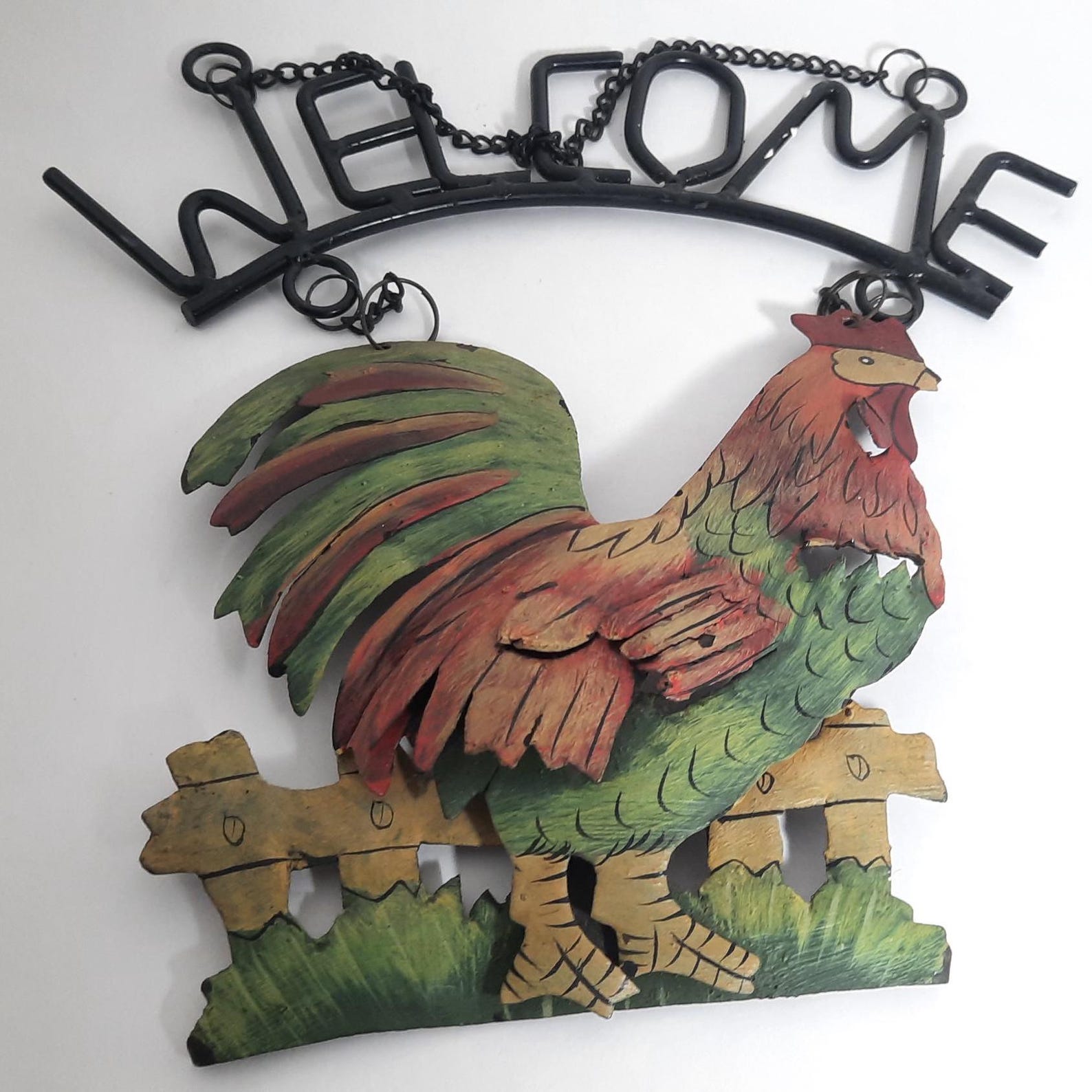 Vintage Country Rustic Metal Welcome Rooster Sign - Etsy