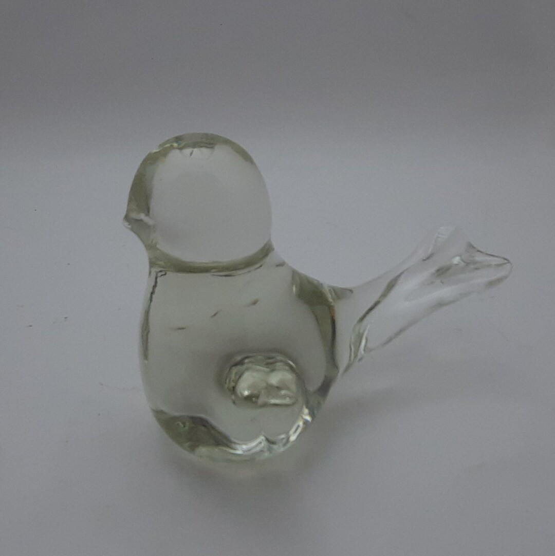 Vintage Glass Paperweight Bird - Etsy