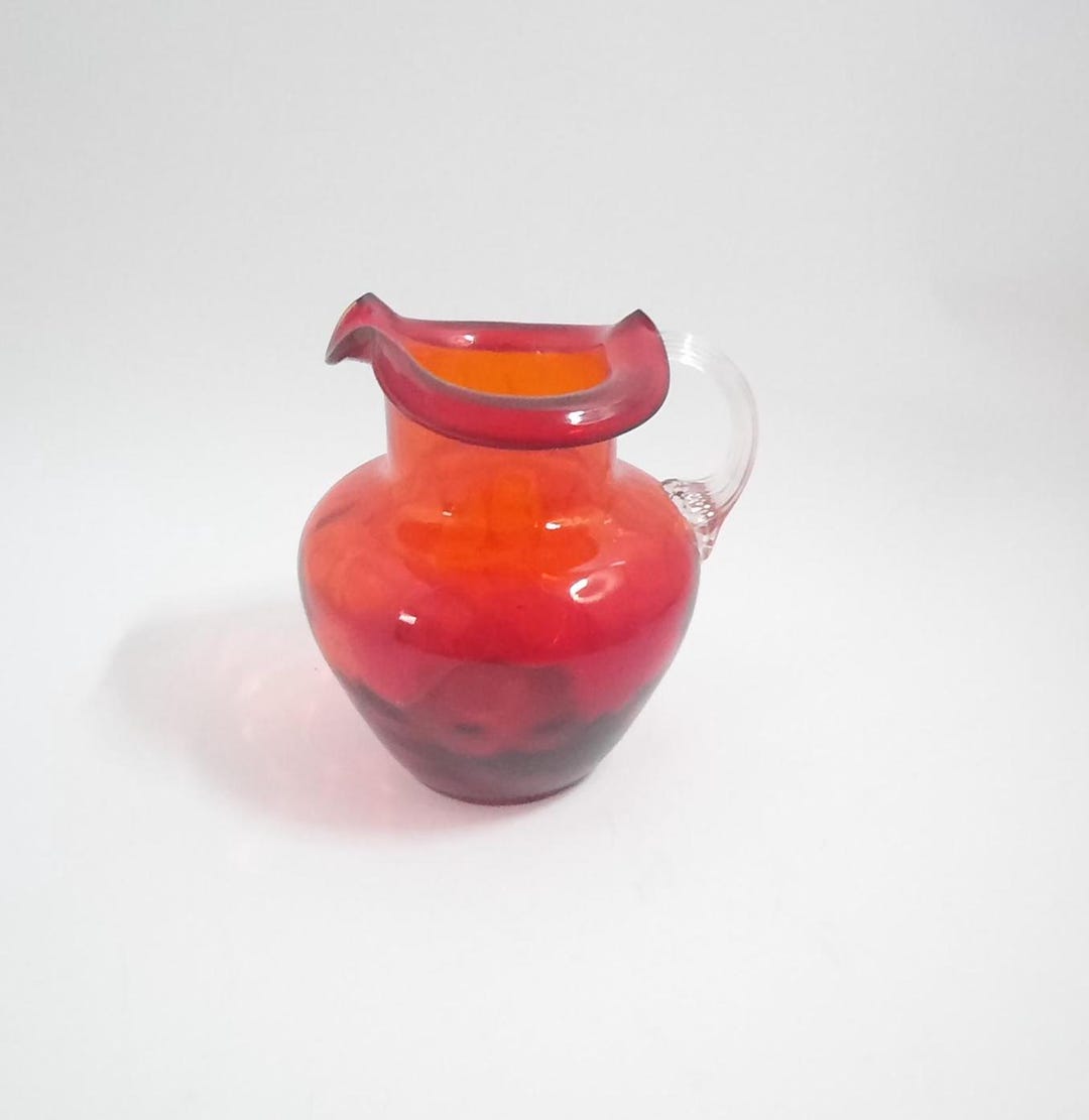 Vintage Pilgrim Art Glass Ruby Red Hand Blown Pitcher Vase - Etsy