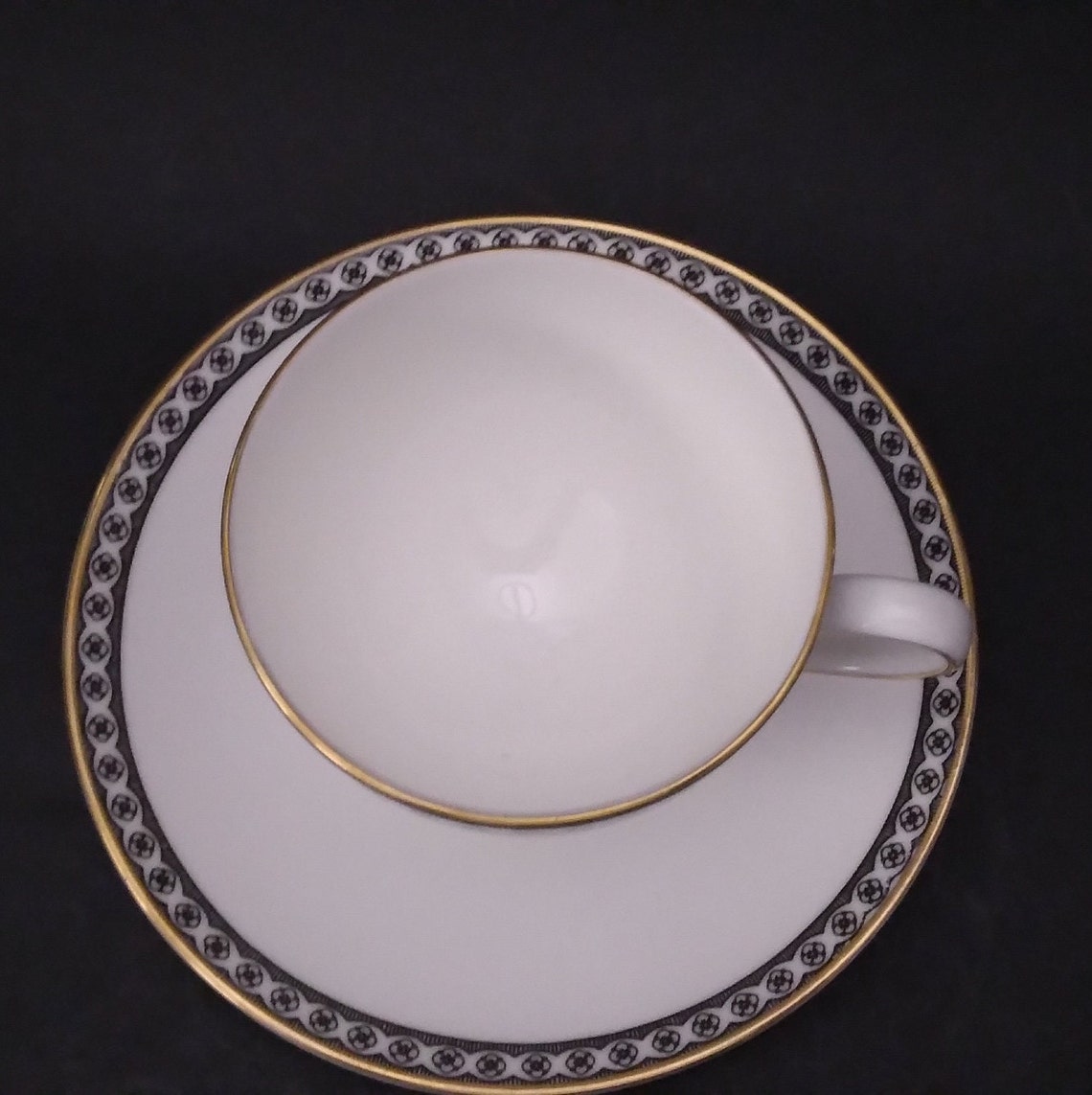 Vintage Wedgwood Black Ulander Bone China Cup and Saucer Made in ...